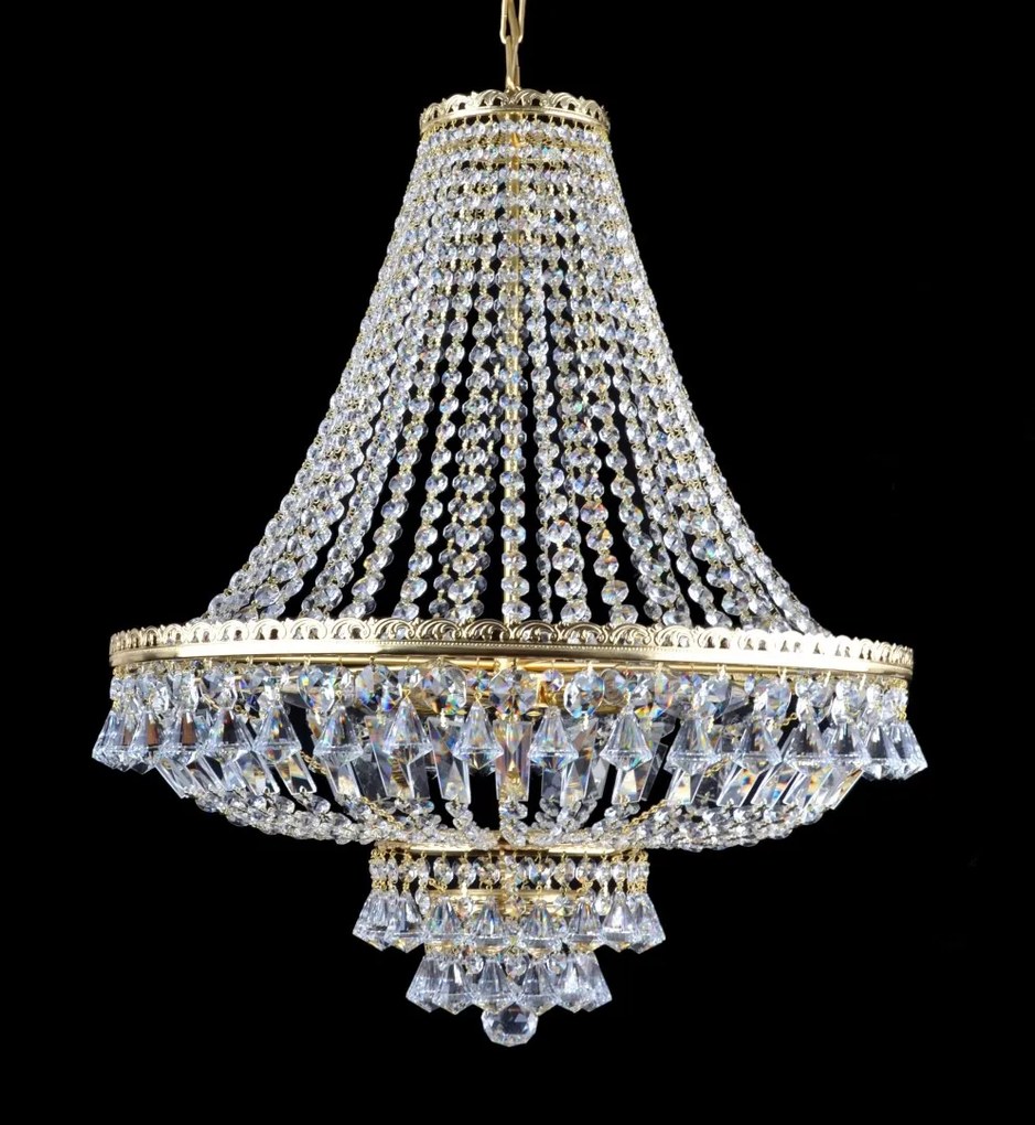 6 bulbs Strass basket crystal chandelier - Cut octagons &amp; Diamond shaped pendants