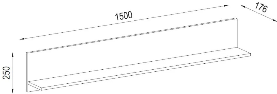Nástěnná police Esteban 150 cm, antracit/dub evoke