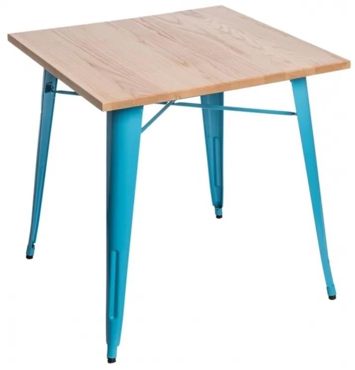 Jídelní stůl Tolix 76x76, modrá/borovice