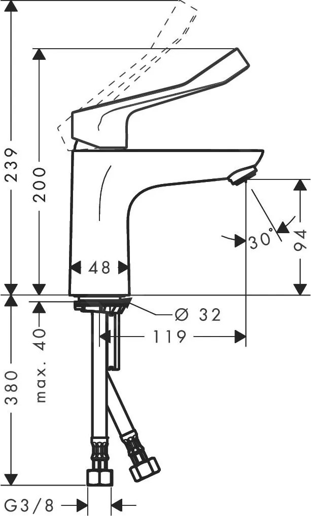 Hansgrohe Focus, páková umyvadlová baterie 100, chromová, 31915000