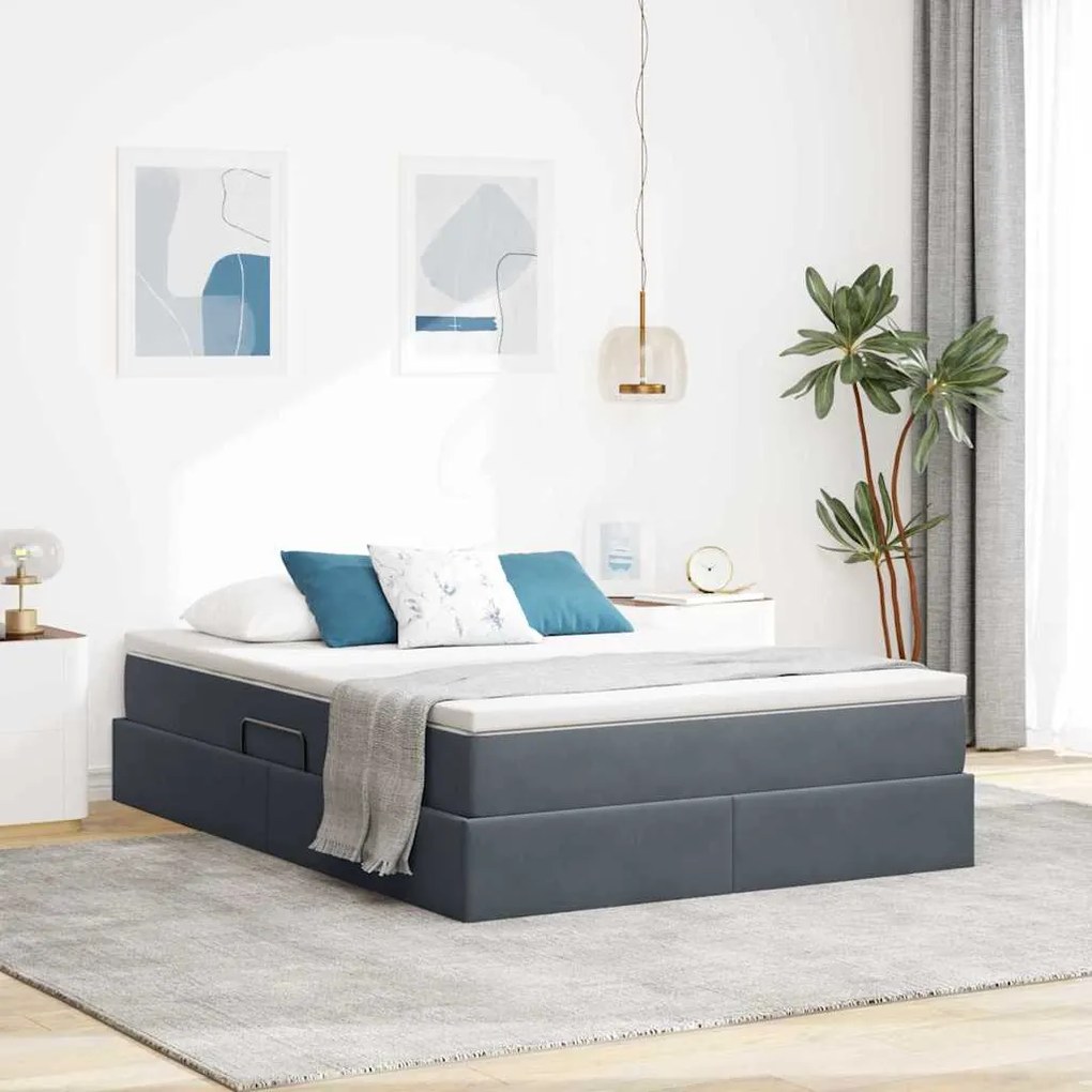 Postel s úložným prostorem a matrací Tmavě šedá 140 x 200 cm 3370306