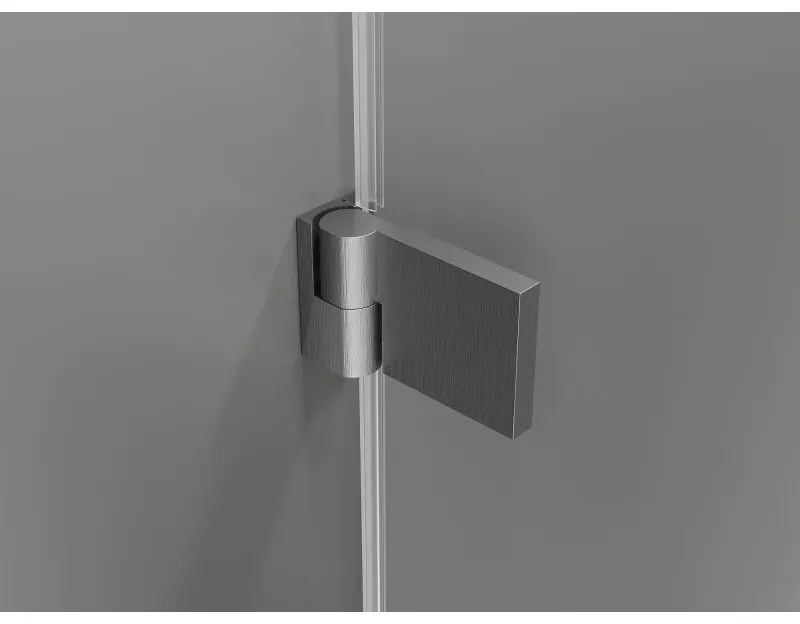 Mexen Lunar-B, pravostranný výklopný sprchový kout 75 x 70 cm, 8mm čiré sklo, pistolově šedý kartáčovaný - 832-075-070-66-00-P