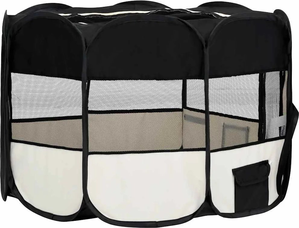 Skládací ohrádka pro psy s taškou černá 125 x 125 x 61 cm 171007