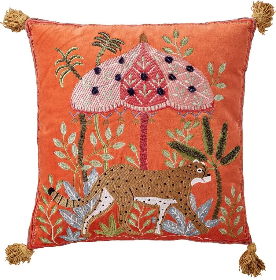 BOHEMIAN Polštář s třásněmi tygr 50 x 50 cm - oranžová