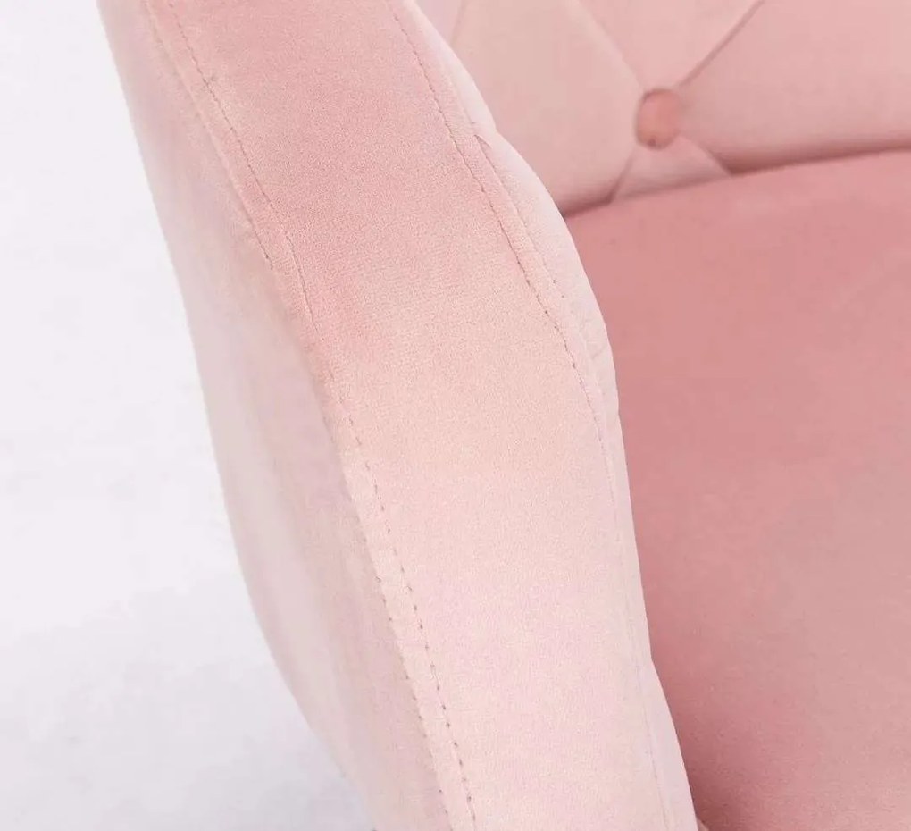 LuxuryForm DESIGN Otočné křeslo ANDORA VELUR na zlaté podstavě s kolečky - světle růžové