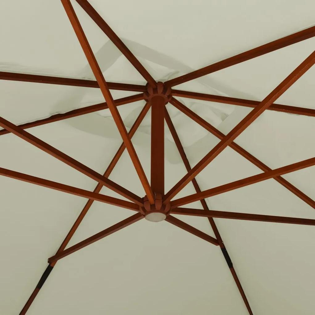Konzolový slunečník s dřevěnou tyčí 400 x 300 cm pískově bílý,  318429