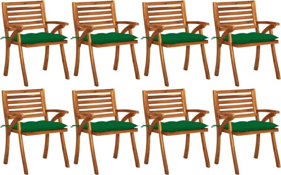 vidaXL Zahradní židle s poduškami 8 ks masivní akáciové dřevo [3075224] Barva: vínová červená