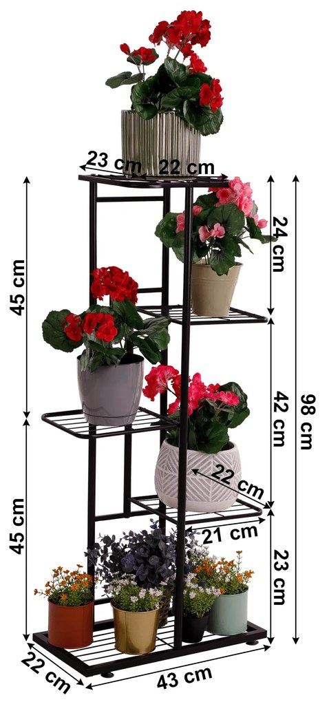 Kondela Kovový stojan na květiny, tmavě šedá, BAMIR TYP 1