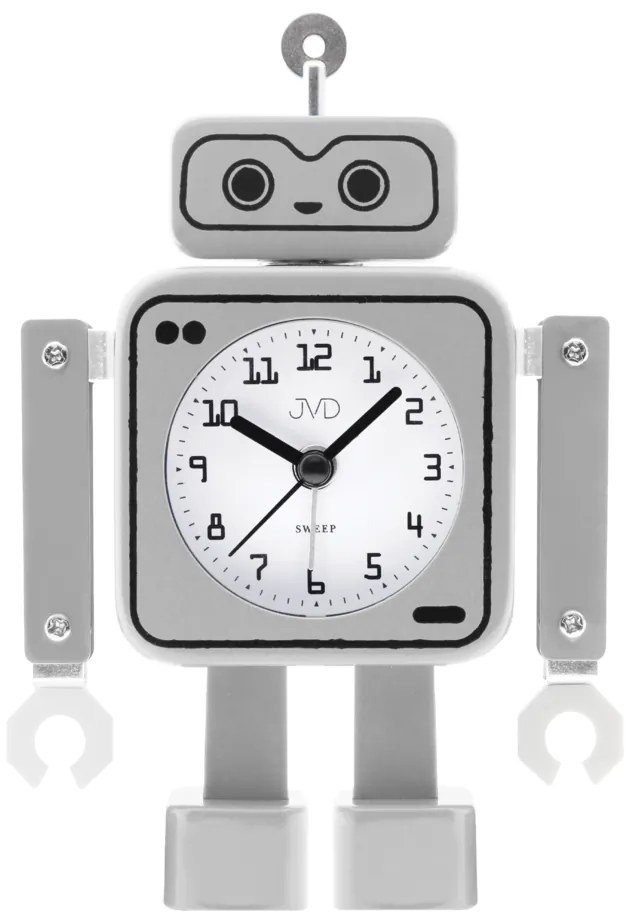 Tichý šedý netikající dětský budík JVD ROBOT SRP2305.2