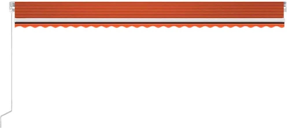 Ručně zatahovací markýza s LED světlem 600x300 cm oranžovohnědá 3068965
