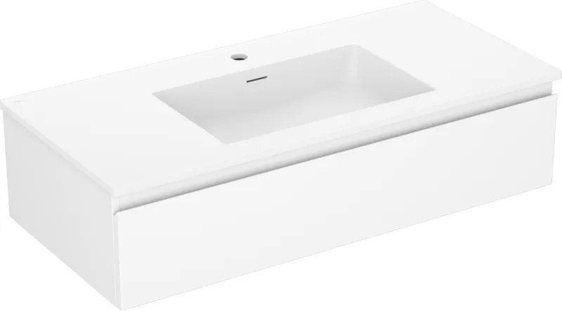 Mexen Orio, koupelnová skříňka 100 cm s umyvadlem Otis, 1 zásuvka, bílá matná, 91A10-10023-1-BF01-W18M01