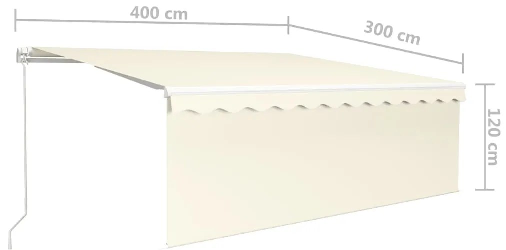 vidaXL Marketos Ručně zatahovací markýza s roletou a LED 4 x 3 m krémová