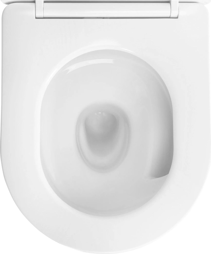 Rea Carlo Mini Tornado NF, závěsná WC mísa 490x365x350mm + toaletní sedátko, bílá-zlatý okraj, REA-C6806