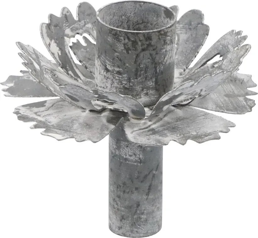 Zinkový antik kovový dekorační svícen květina na láhev Décor - Ø 7*7cm