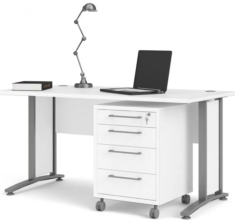 Kancelářský stůl Modulo 150 x 80 cm + kontejner, bílá / šedá