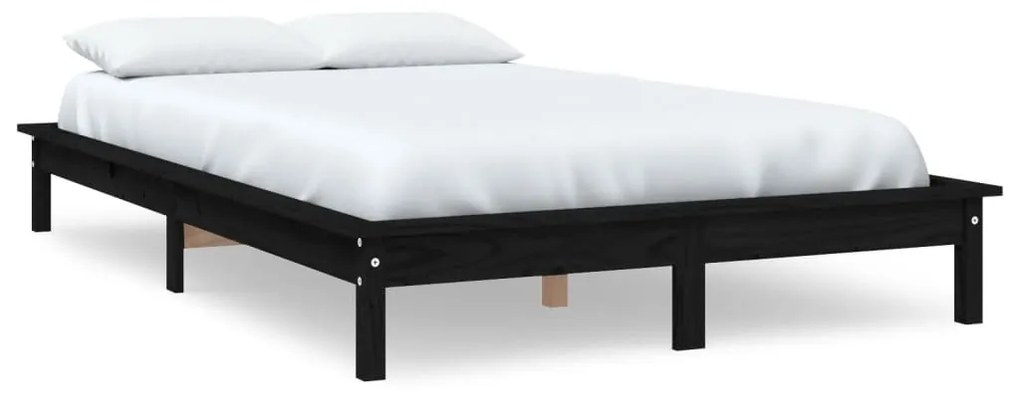 820560 vidaXL Rám postele černý 180 x 200 cm Super King Size masivní borovice