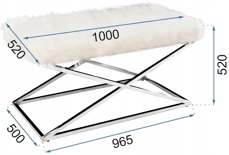 Tutumi, lavička ve skandidávském stylu 100x50x52cm BC-1518-1, bílá-chromová, KRZ-03800
