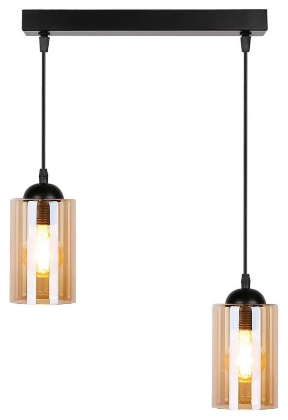 Černé závěsné svítidlo se skleněným stínidlem 10x34 cm Bistro – Candellux Lighting