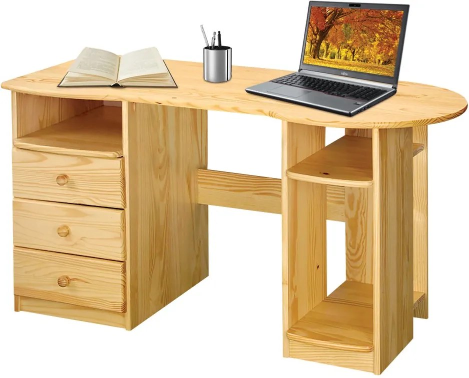 Počítačový stůl MARITA — masiv borovice