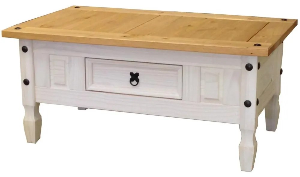 Konferenční stolek HEDEN — masiv borovice, bílá