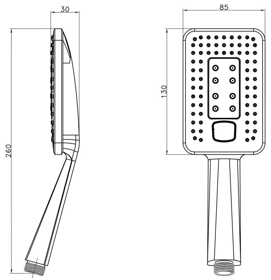 Sapho Ruční masážní sprcha, 2 režimy sprchování, 260mm, ABS/černá mat SK975