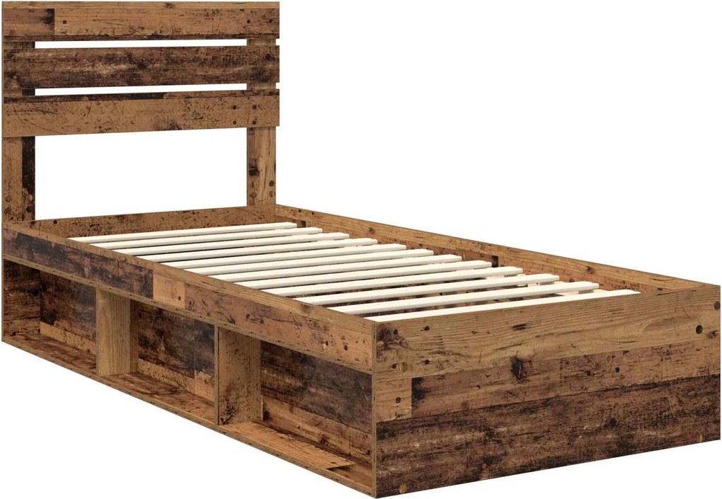 Rám postele s čelo Staré dřevo 75 x 190 cm Masivní borové dřevo 3411477