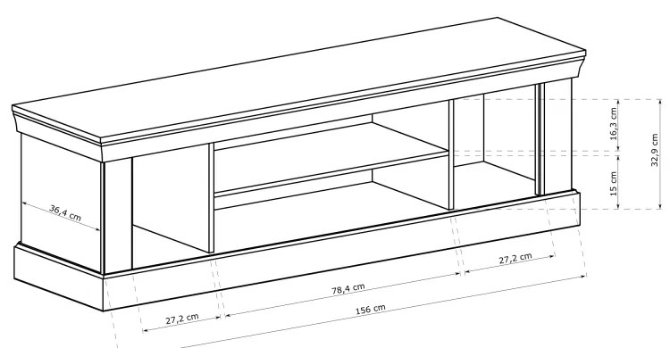 Antica L | TV stolek A15 | 162x50x42 cm | dub lefkas | POSLEDNÍ KUS