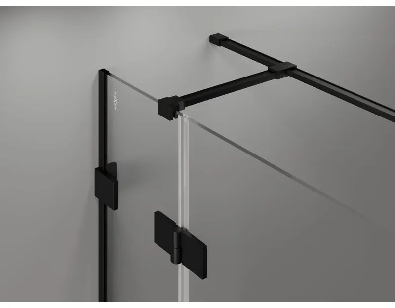 Mexen Lunar T pravostranný výklopný sprchový kout 115 x 80 cm, čiré sklo, černá matná, 834T-115-080-70-00-P