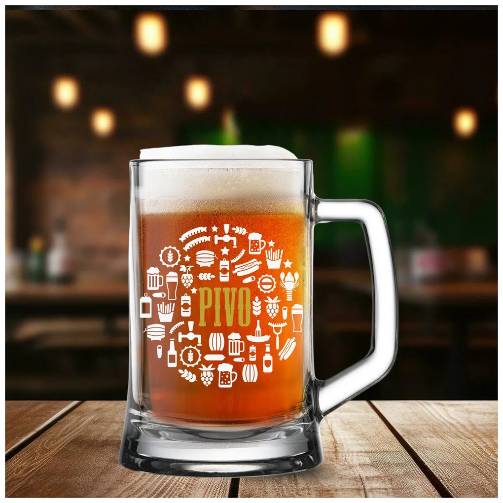 PIVO-KRUH - pivní sklenička 0,5