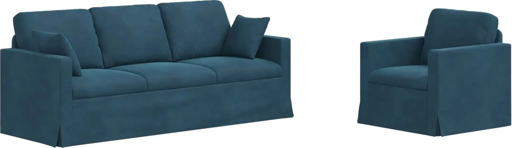 Set pohovek 2 ks Modrá samet 3407603