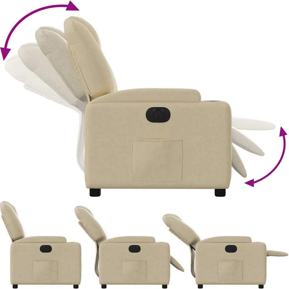 Elektrické polohovací křeslo krémové textil 3204353