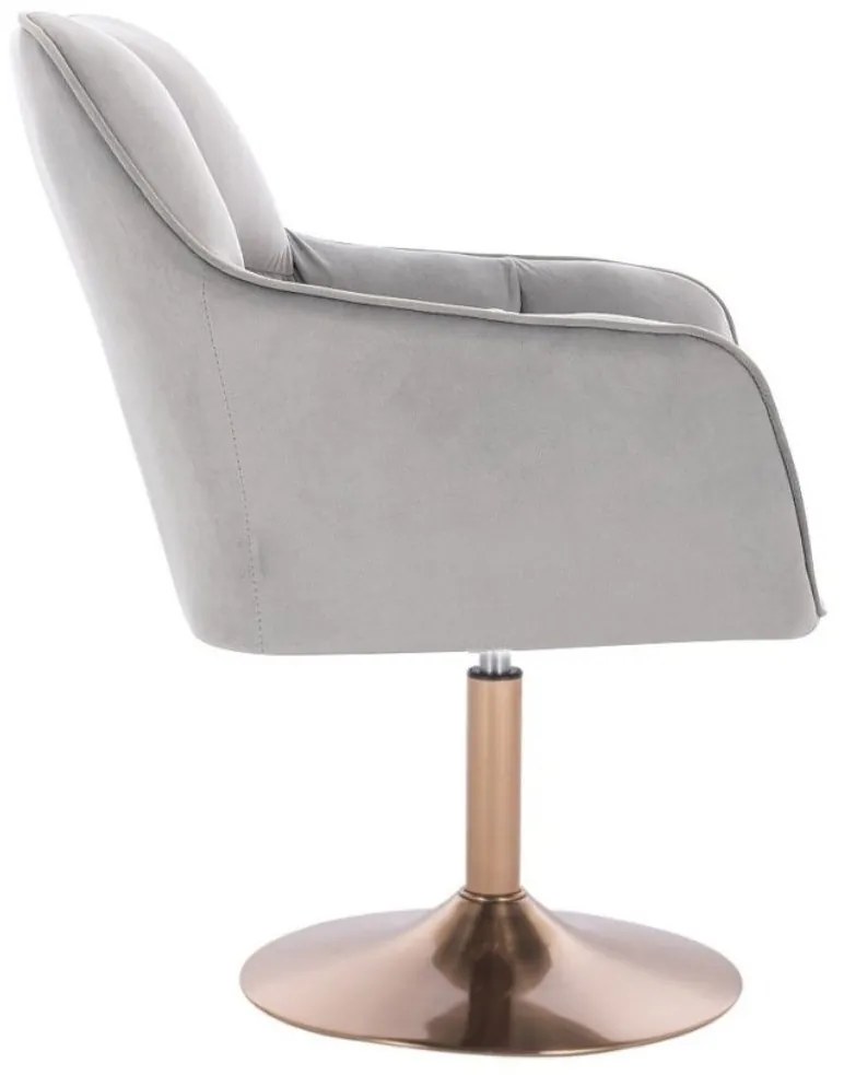 LuxuryForm DESIGN Otočné křeslo AMALFI VELUR na zlatém talíři - světle šedé