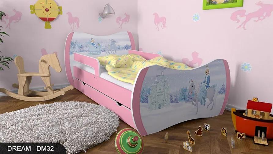 Dětská postel Dream vzor 32 140x70 cm růžová