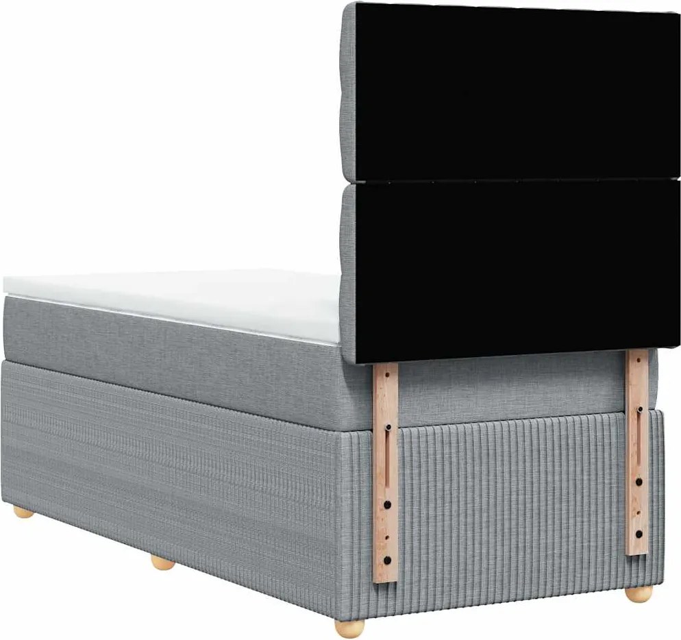 Box spring postel s matrací světle šedá 90x190 cm textil 3291918