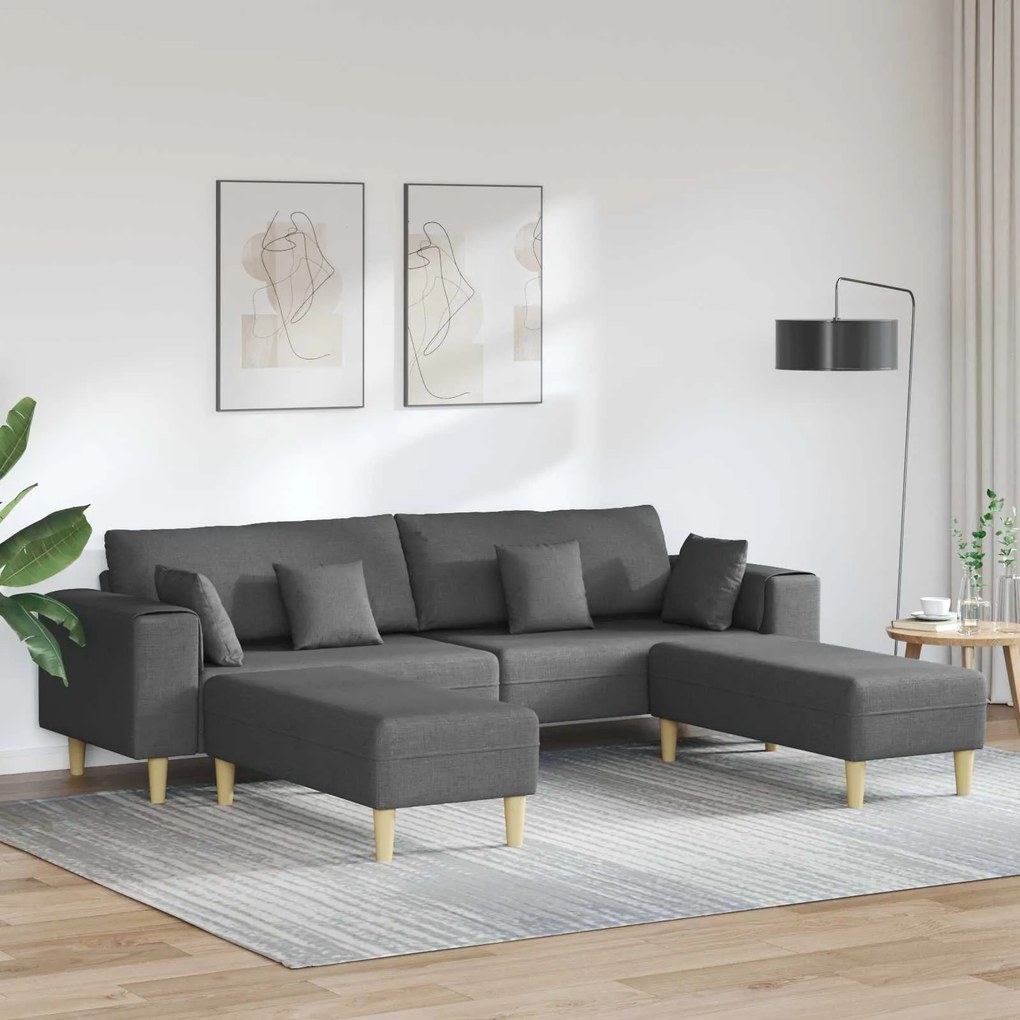 Pohovka 3 ks Tmavě šedá textil 3335163
