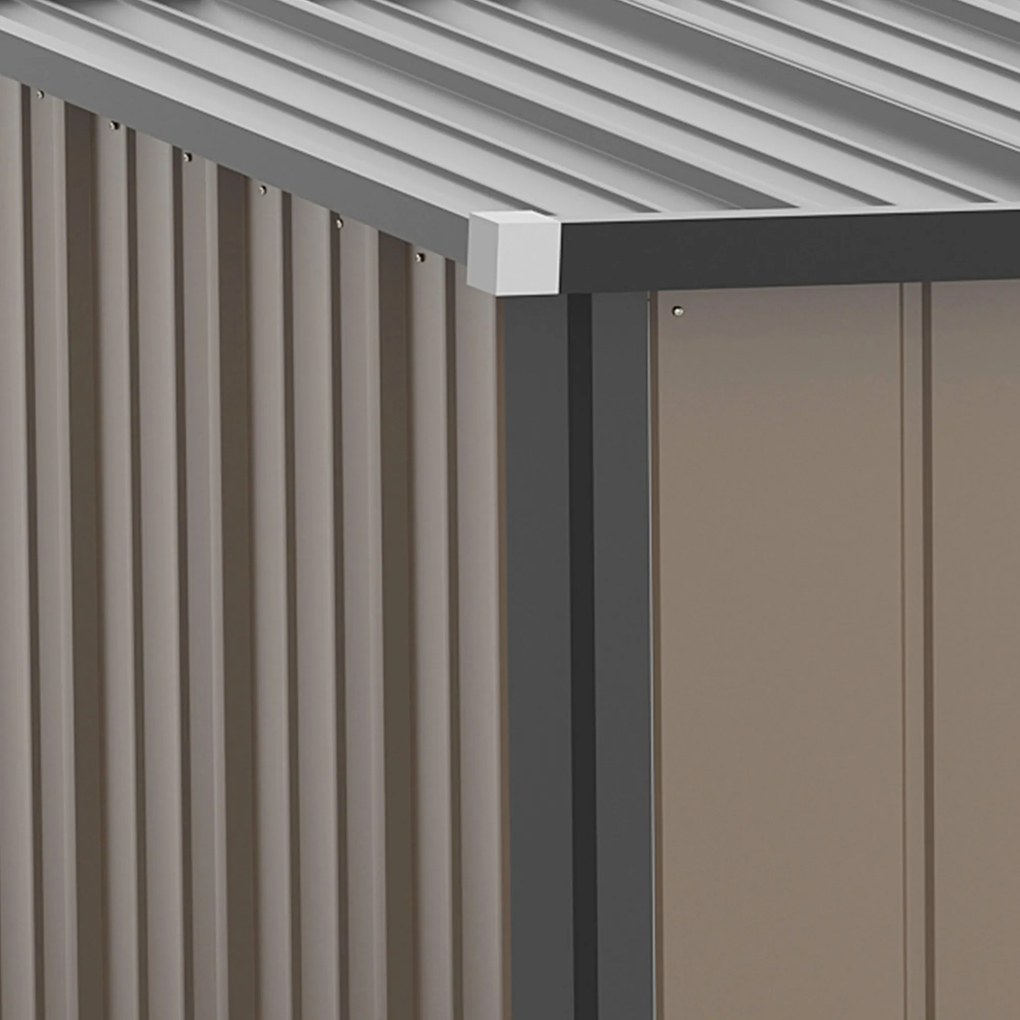 Zahradní kůlna Outsunny 1,34 m² s pultovou střechou, uzamykatelný nástrojový kabinet, vyrobený z pozinkované oceli, 161,5 x 94,5 x 196 cm, hnědý