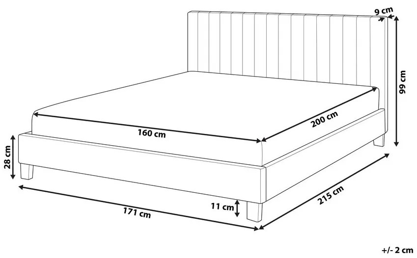 Postel 160 x 200 cm šedá ekokůže POITIERS Beliani