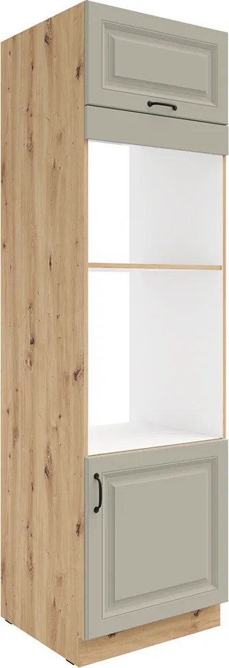 STILO ac | vysoká skříňka 60 DPM-210 2F na vestavnou troubu a mikrovlnku | 60 cm | UNI dvířka | artisan/světle šedá