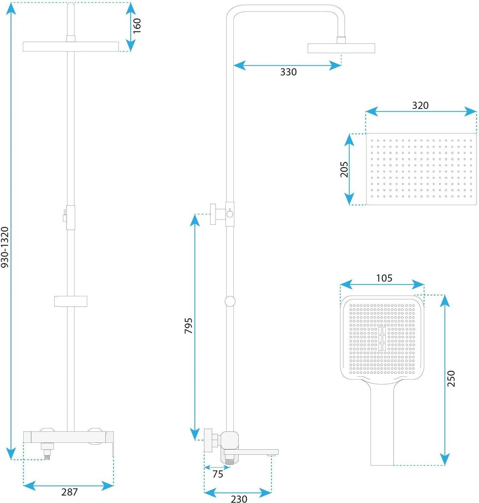 Rea Arlo, sprchový set s vanovou výlevkou, černá matná, REA-P7440