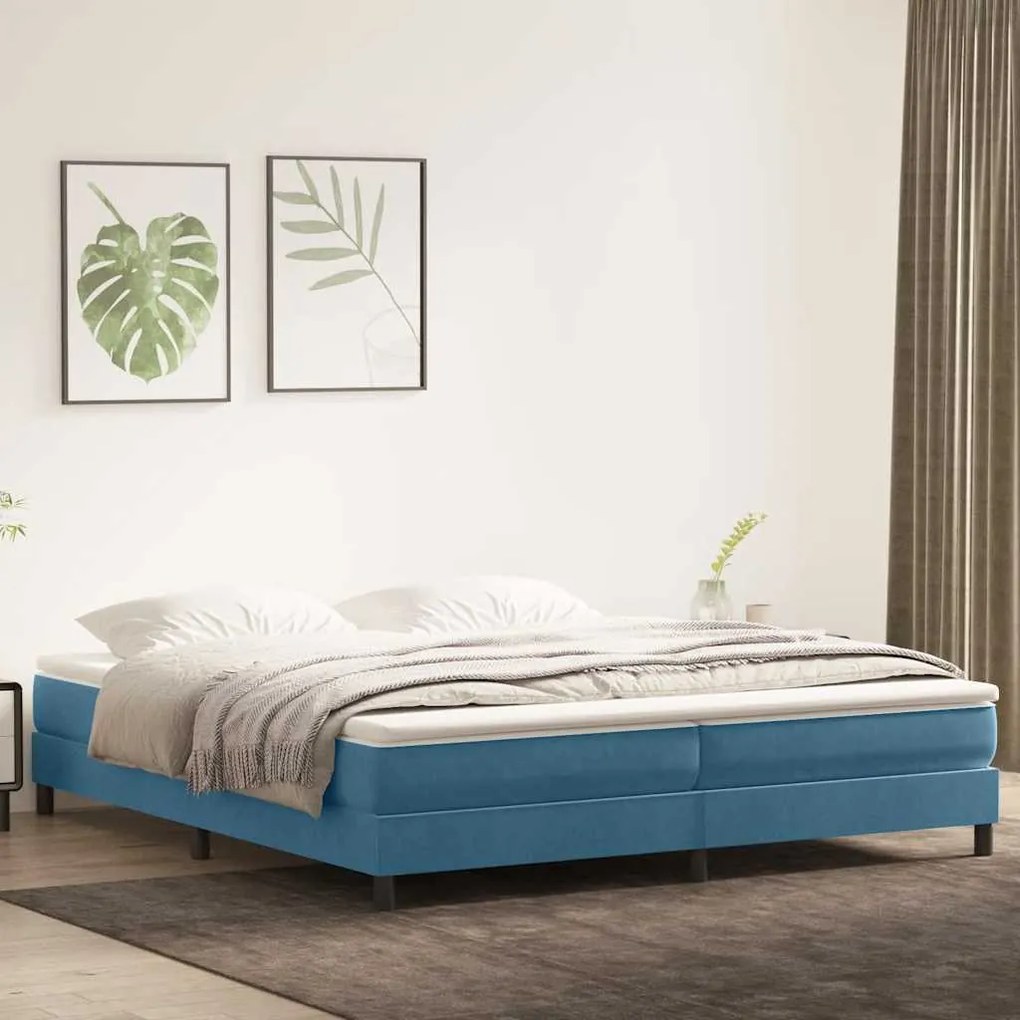 Postel Box Spring bez matrace tmavě modrá 200x220 cm samet 3315895