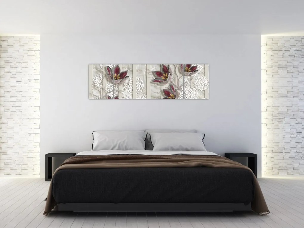 Obraz - Dekorativní květy (170x50 cm)