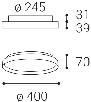 LED2 1274857DT Moon, stropní svítidlo, 36W LED 3000/4000K stmívatelné TRIAC, zlatá, Ø40cm