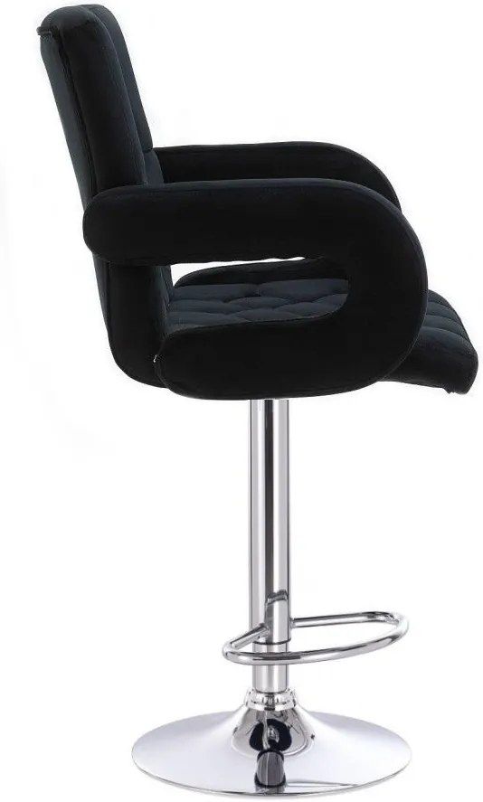 LuxuryForm DESIGN Barová židle BOSTON VELUR na stříbrné kulaté podstavě - černá