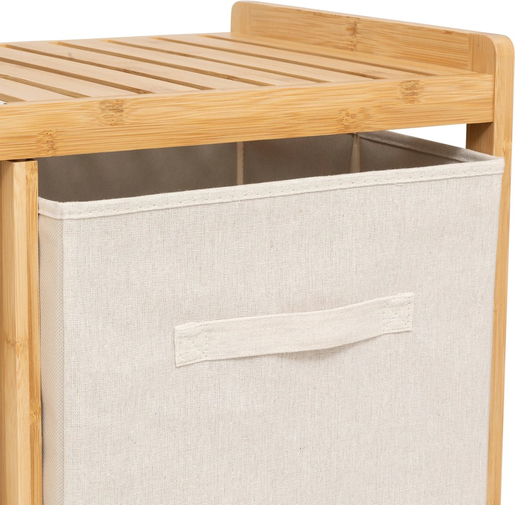 Bambusový regál s košem na prádlo TIDY BOX a úložnými boxy, 66 x 33,3 x 78,5 cm