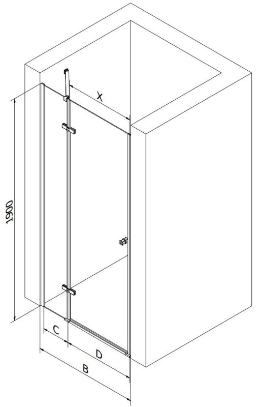 Mexen Roma otočné sprchové dveře 80 cm, Grafitově černá, Chromovaná - 854-080-000-01-40
