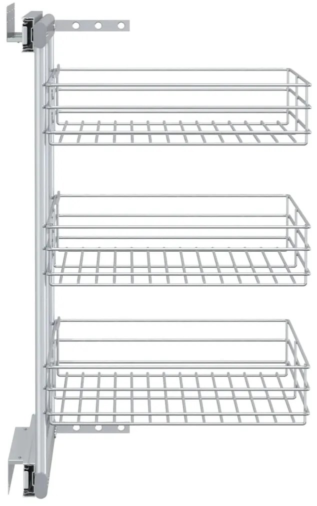 vidaXL Marketos 3patrový výsuvný kuchyňský drátěný koš stříbrný 47 x 35 x 56 cm