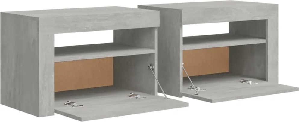Noční stolky 2 ks s LED osvětlením betonově šedé 60x35x40 cm 3080738