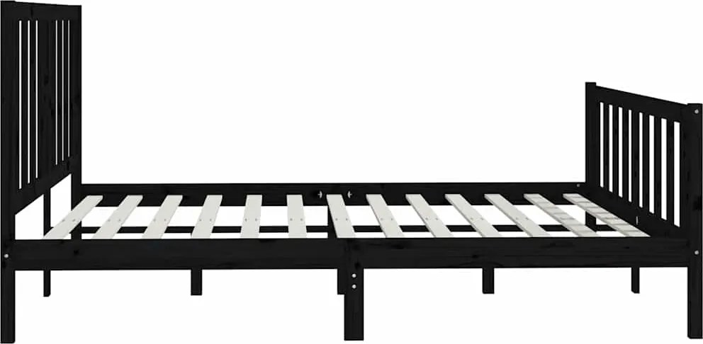 Rám postele černý masivní dřevo 200 x 200 cm 3106857