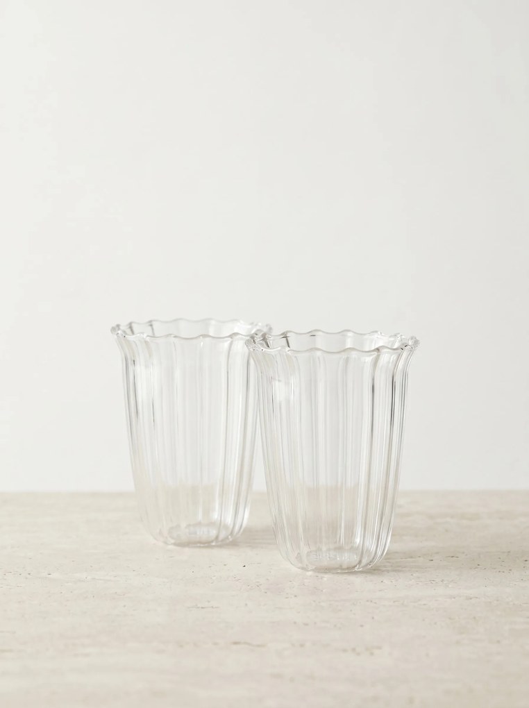 Sinsay - Sklenice s žebrováním a vlnitým okrajem 2 pack - clear