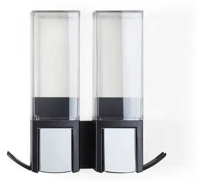 Černý nástěnný samodržící dvojitý dávkovač na mýdlo Compactor Clevek Double Dispenser